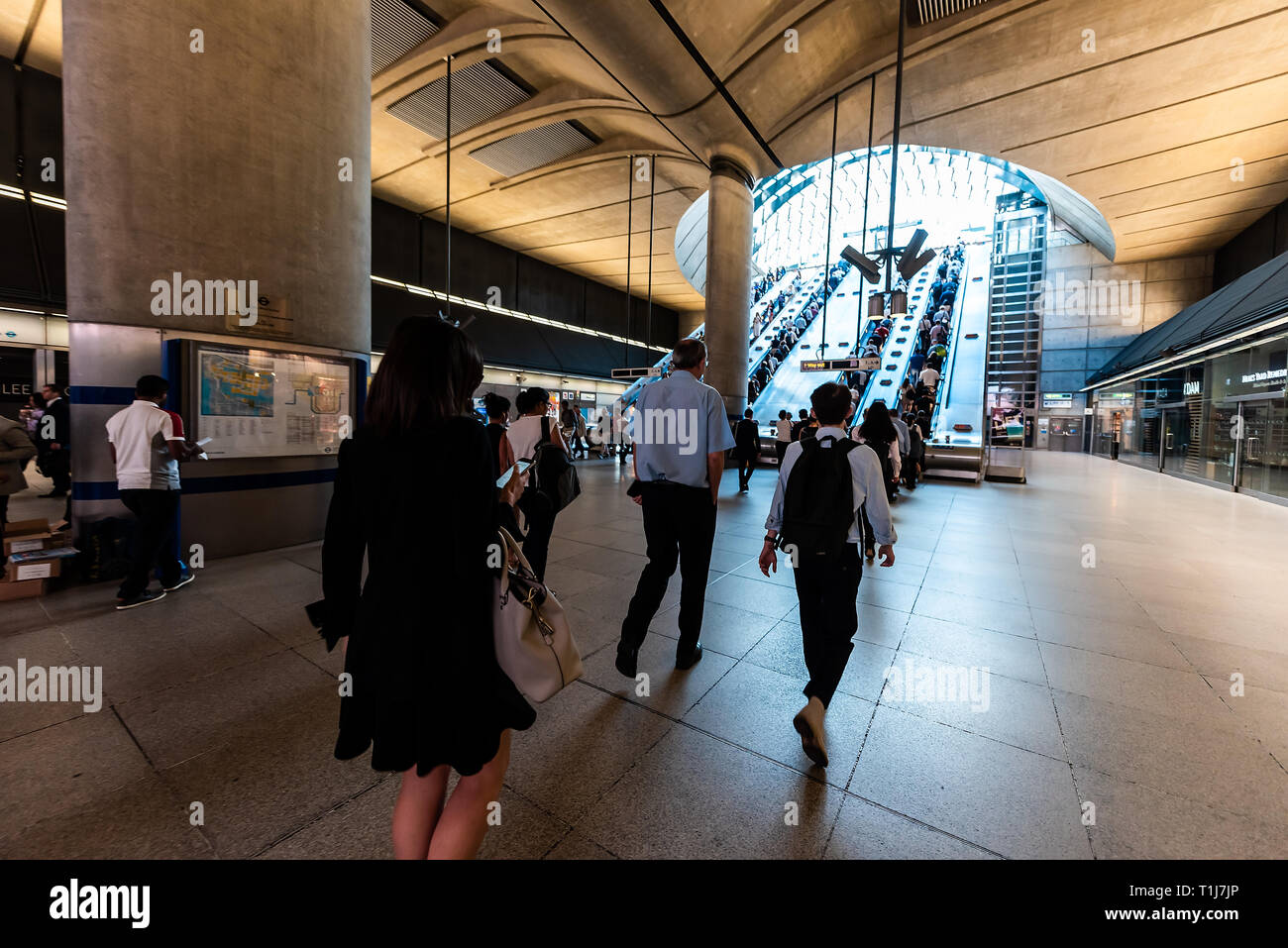 London, UK - June 26, 2018: People woman commuters walking inside ...