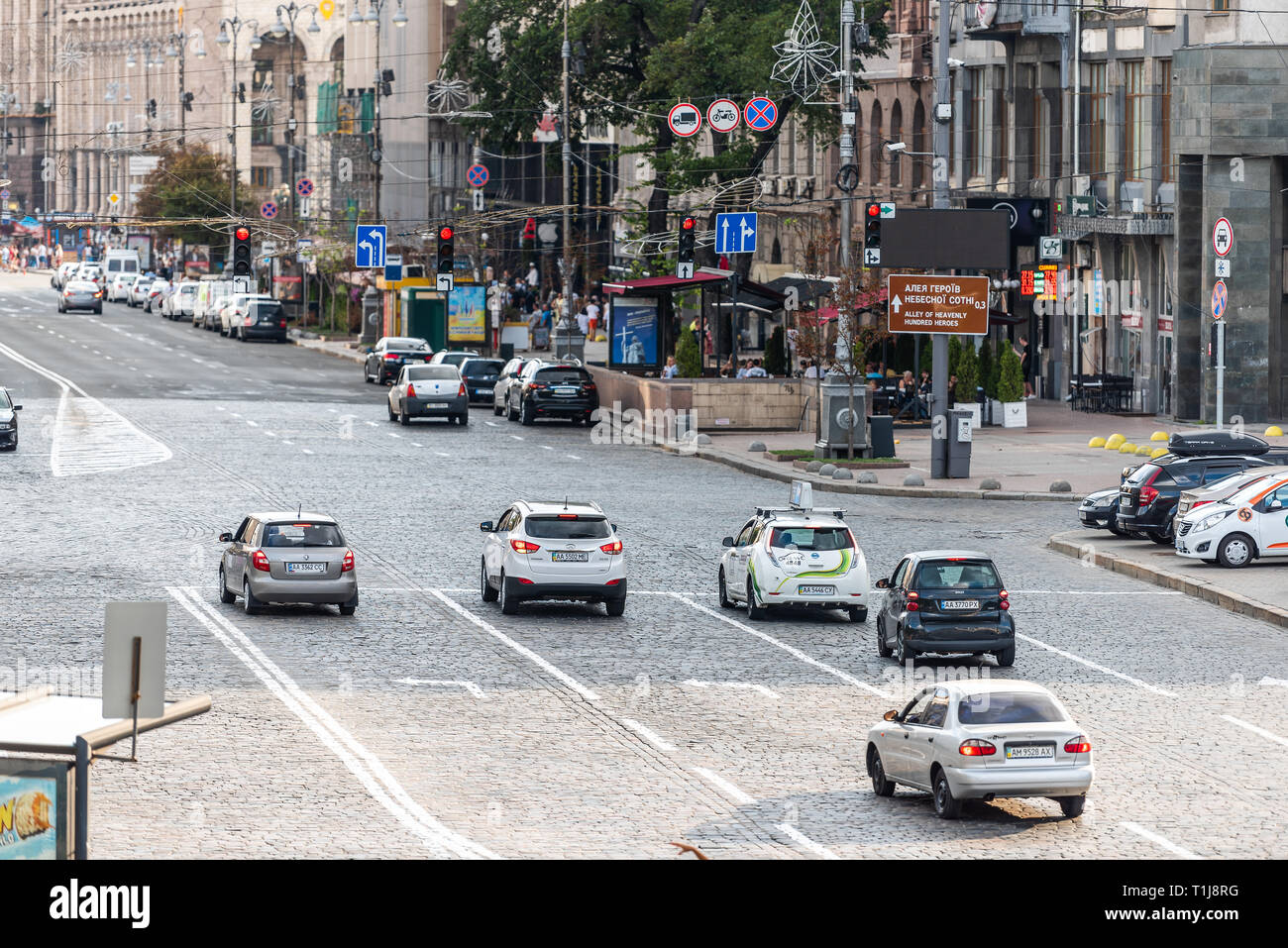 Kyiv, Ukraine - August 12, 2018: High angle view of Kiev road in summer ...