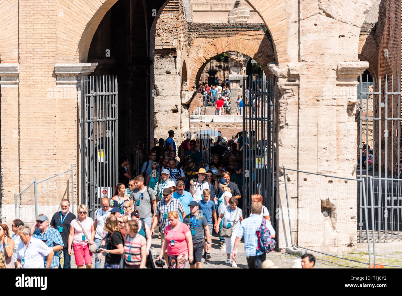 Rome, Italy - September 4, 2018: Many people tourists crowd entering ...