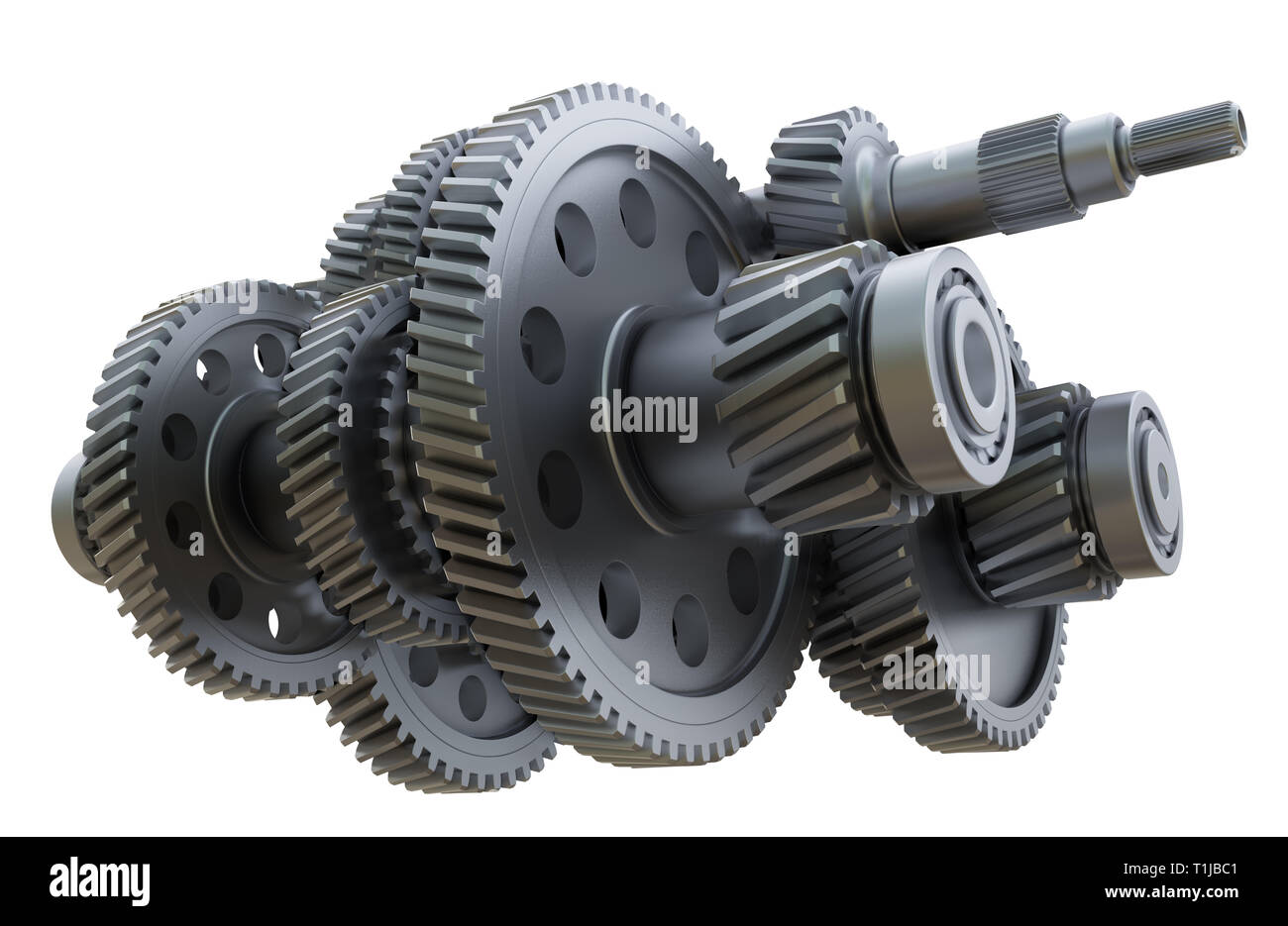 Gearbox concept. Metal gears, shafts and bearings Stock Photo - Alamy