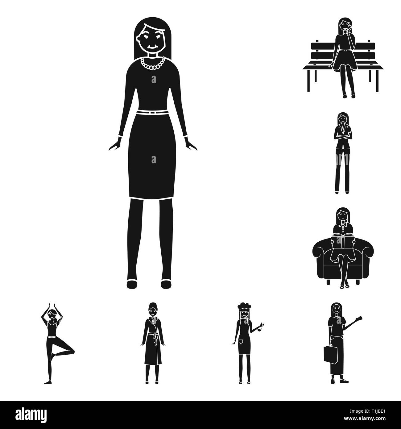 Vector design of emotions and female logo. Set of emotions and body ...