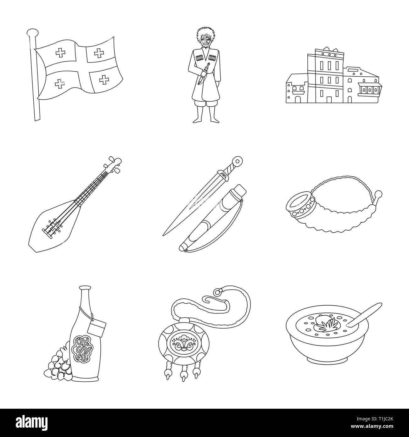 Vector illustration of traditions and national symbol. Collection of ...