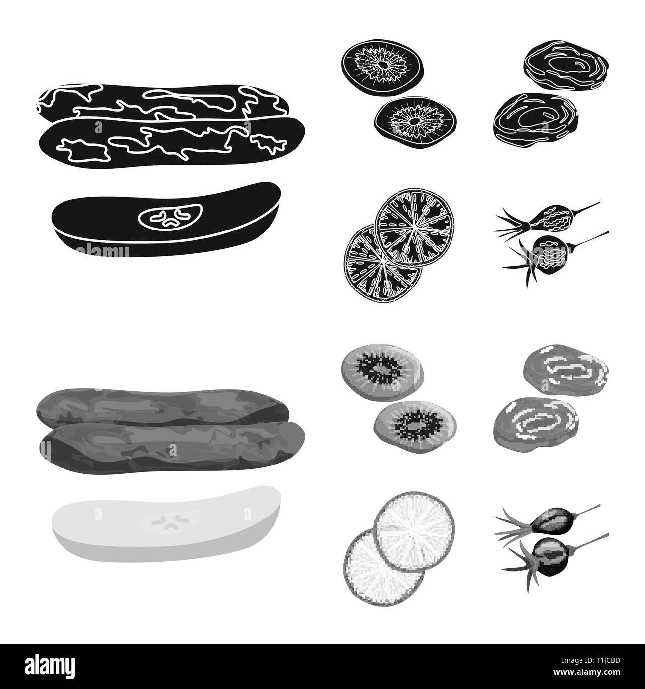 Vector illustration of food and raw logo. Collection of food and nature ...
