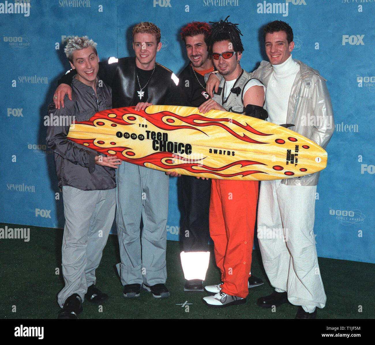 LOS ANGELES, CA - August 1, 1999: Pop group N'SYNC at the 1999 Teen ...