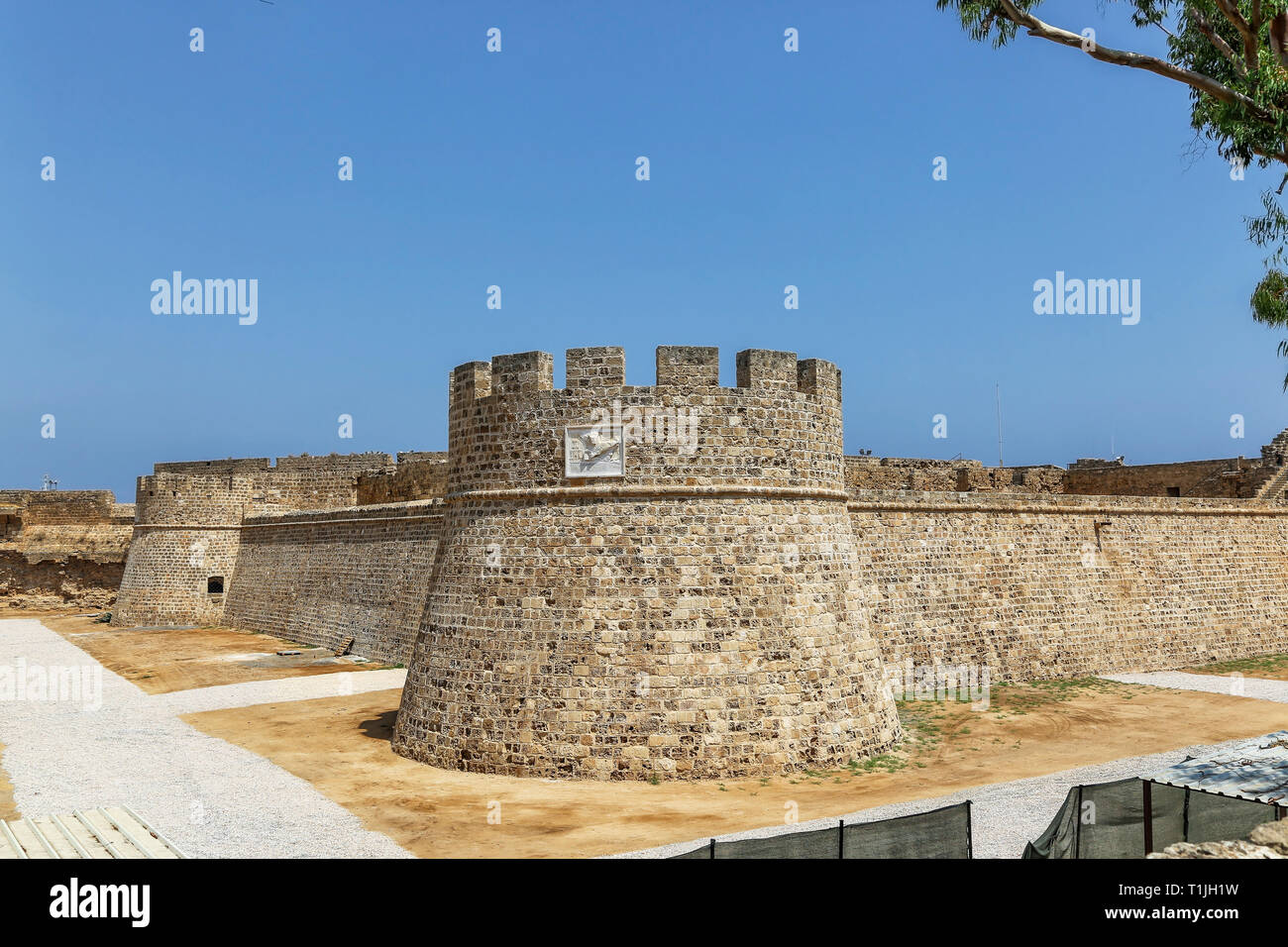 Ruins of medieval citadel Othello Castle. View on walls and a tower ...
