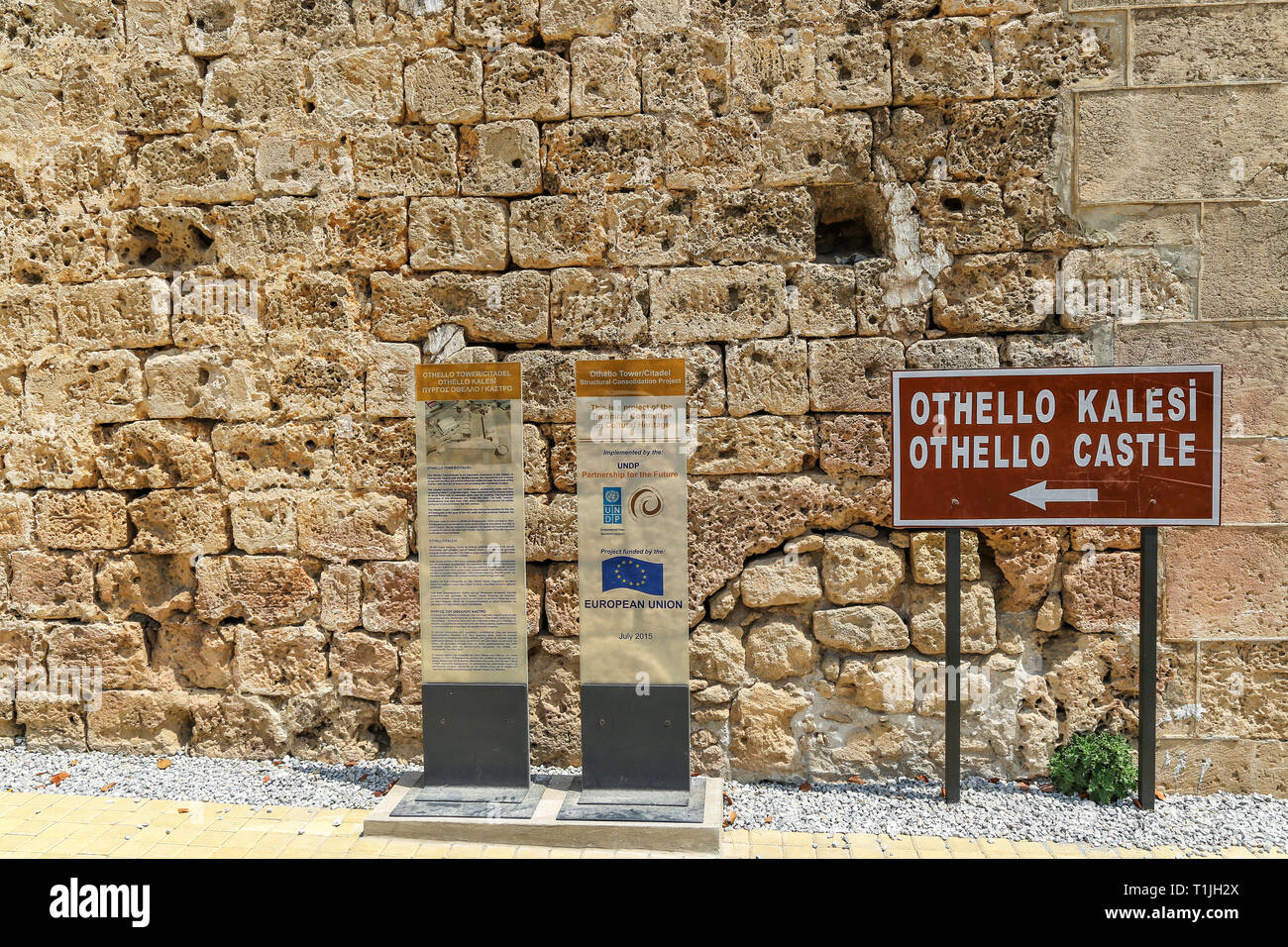 Wall of the Othello Castle. Inscription on the sign - OTHELLO CASTLE in ...