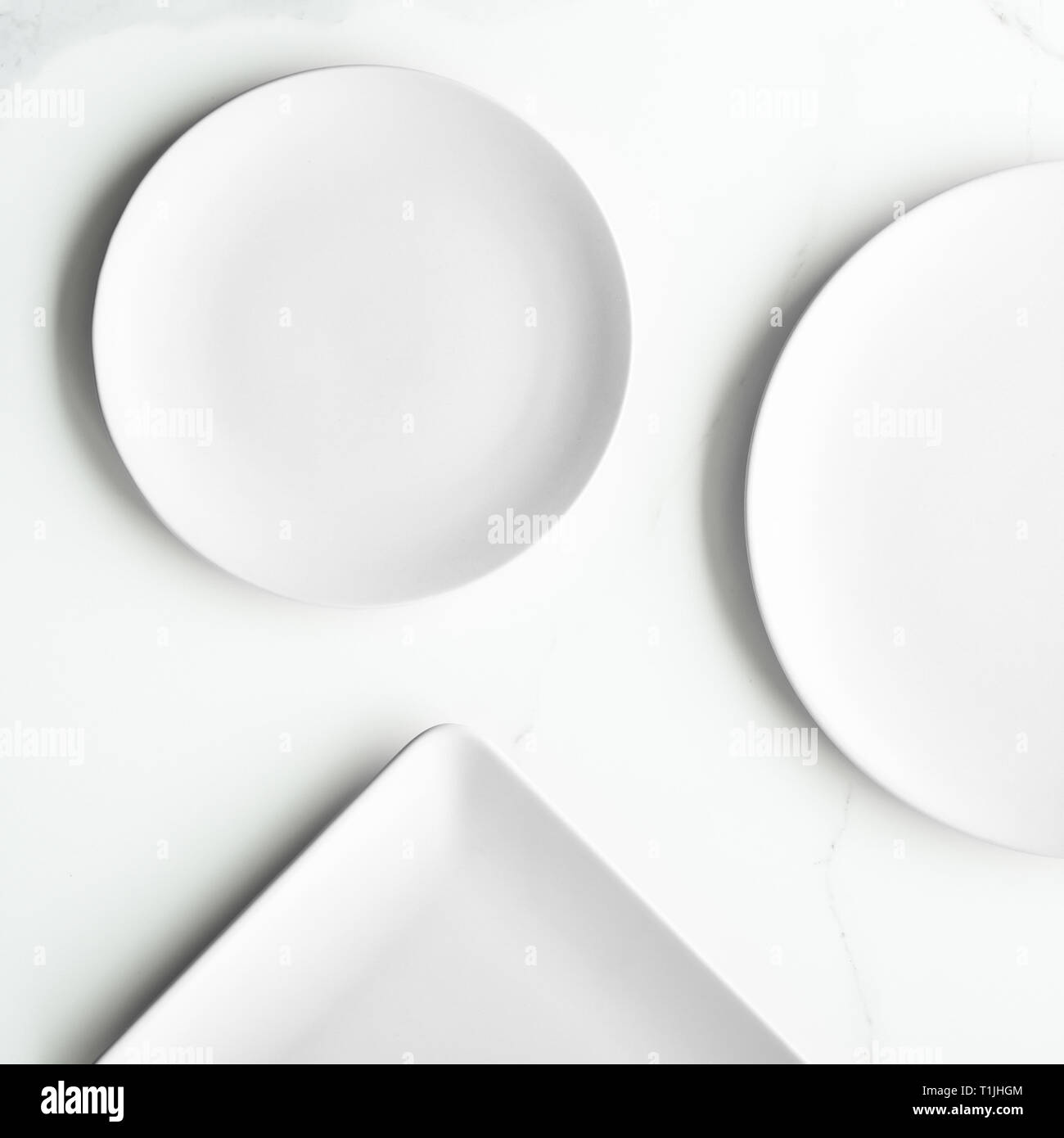 White empty plate on marble, flatlay - stylish tableware, romantic ...