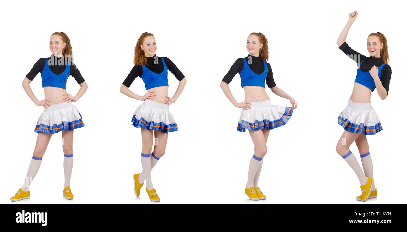 Cheerleader isolated on the white background Stock Photo - Alamy