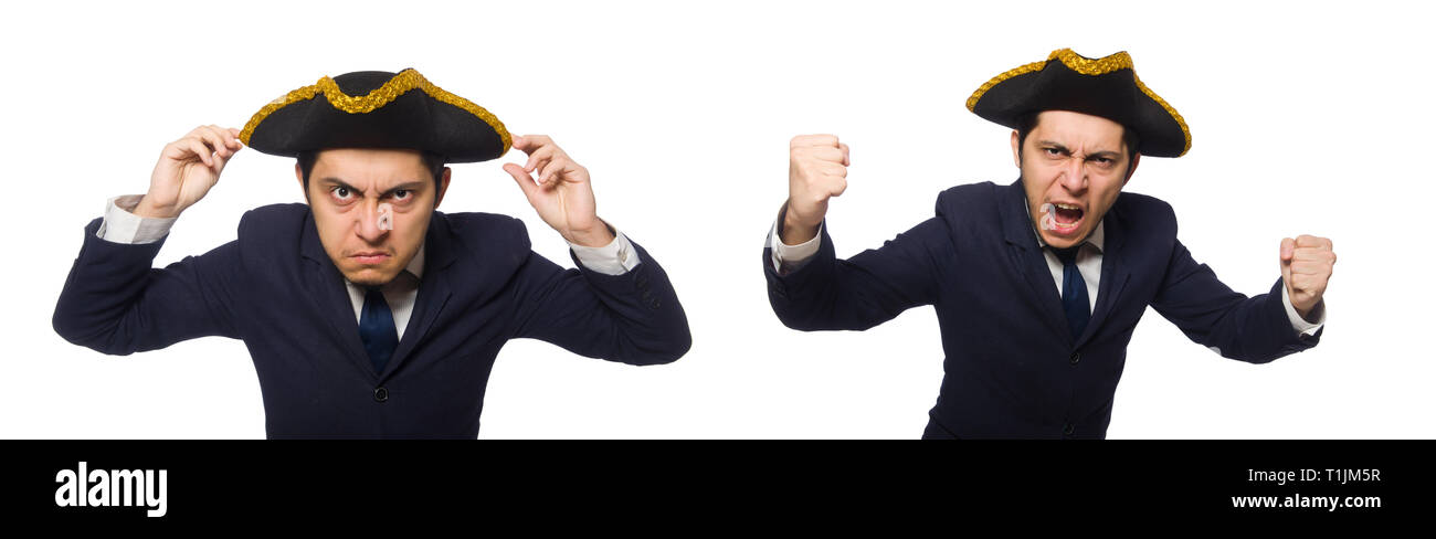 Young captain isolated on white Stock Photo - Alamy