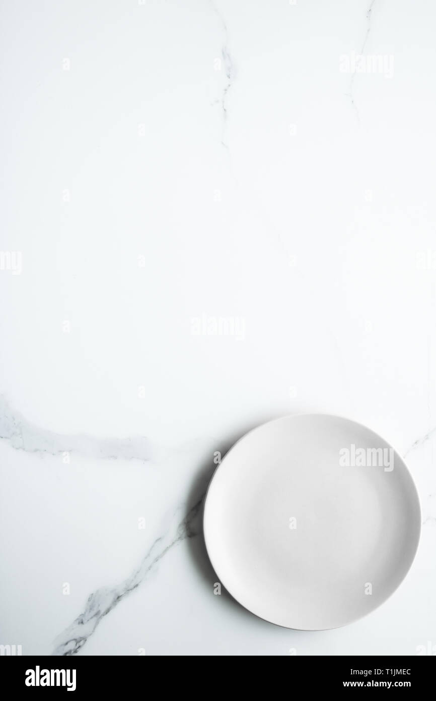 White empty plate on marble, flatlay - stylish tableware, romantic ...