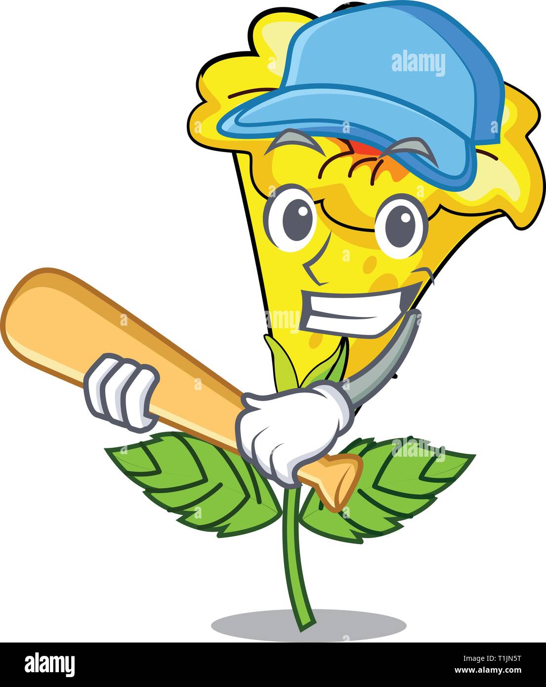 Playing baseball allamanda flower in the shape cartoon vector ...