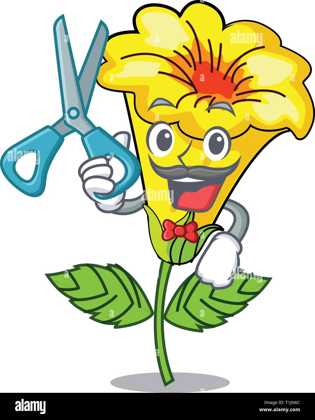 Barber allamanda flower in the shape cartoon vector illustration Stock ...