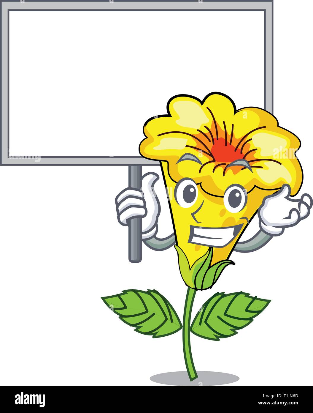 Bring board allamanda flower in the shape cartoon vector illustration ...
