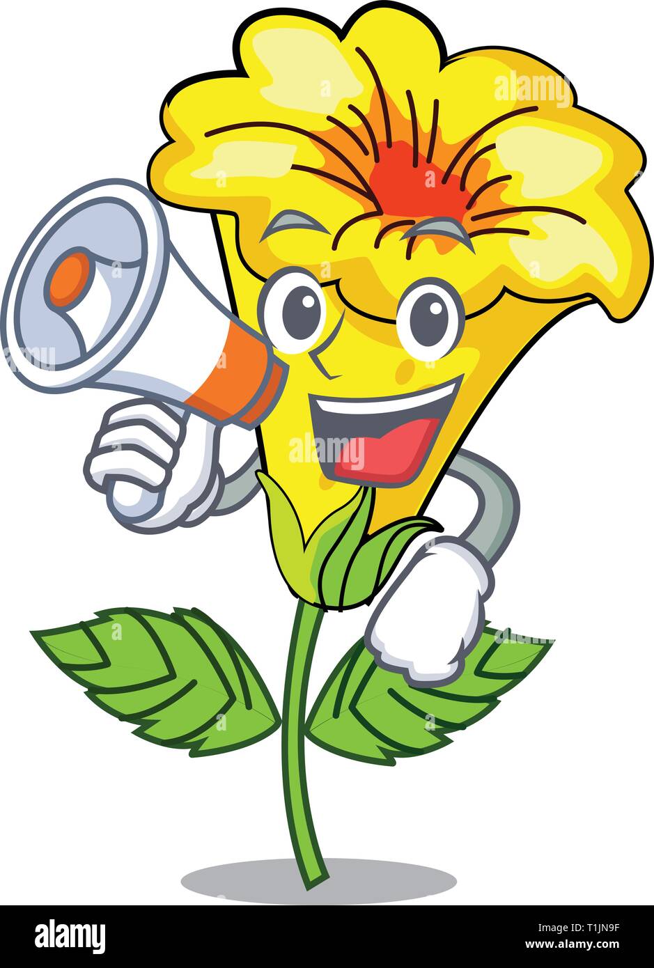 With megaphone allamanda flower in the shape cartoon vector ...