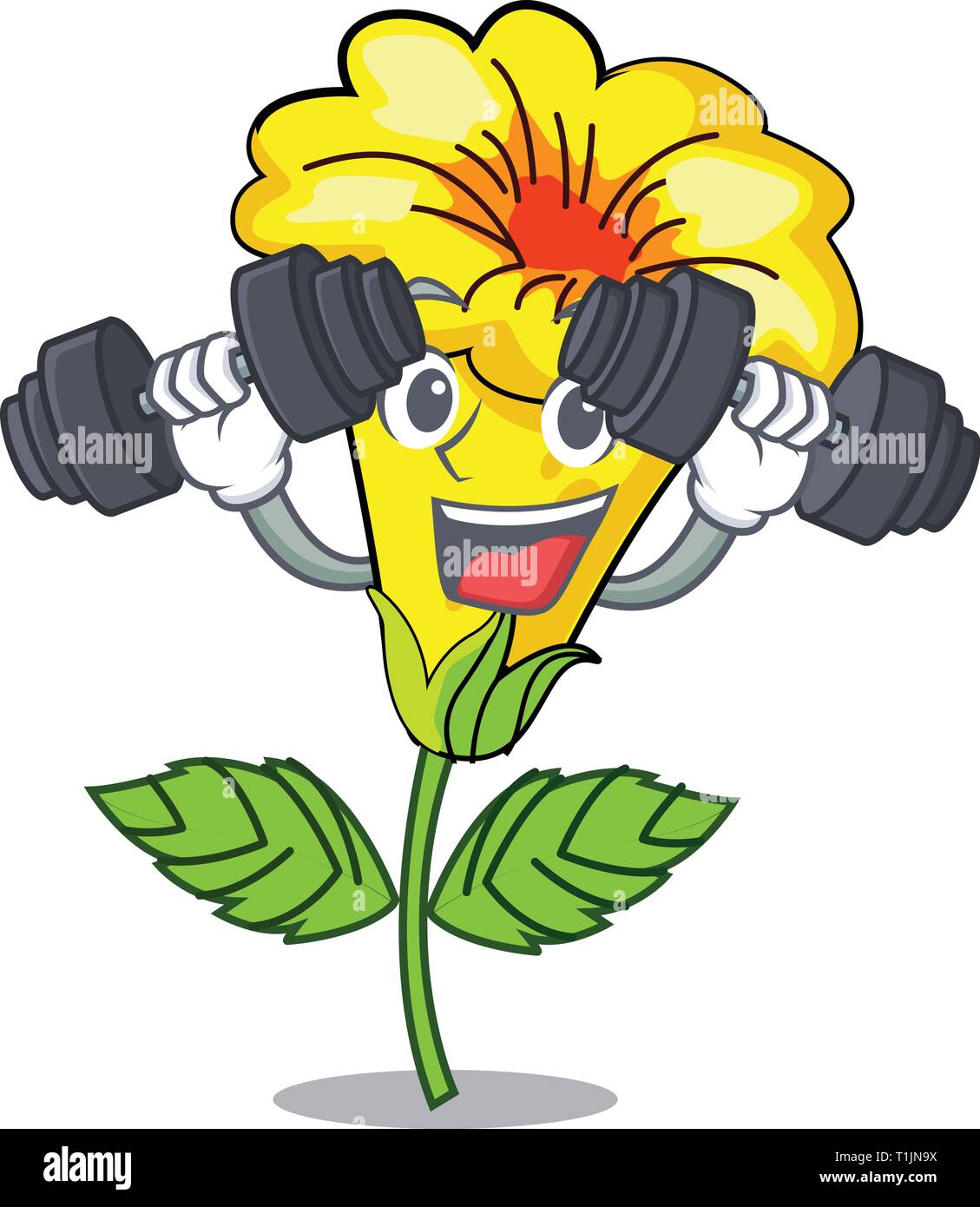 Fitness allamanda flower in the shape cartoon vector illustration Stock ...