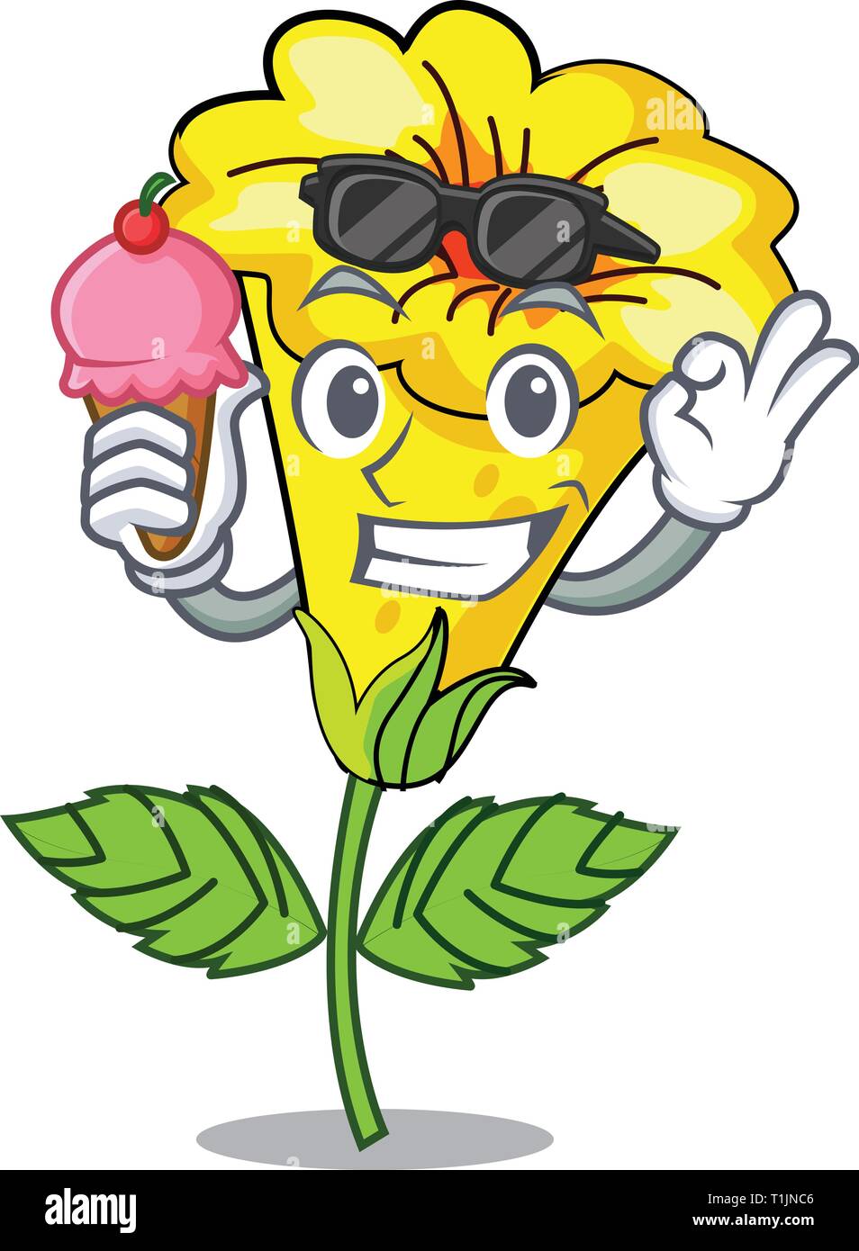 With ice cream allamanda flowers stick to character stem vector ...