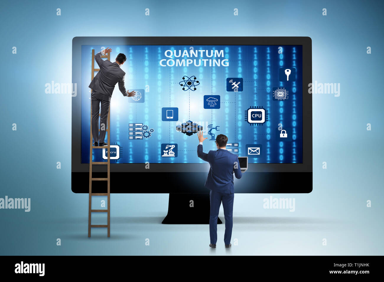 Concept of quantum computing with businessman Stock Photo - Alamy