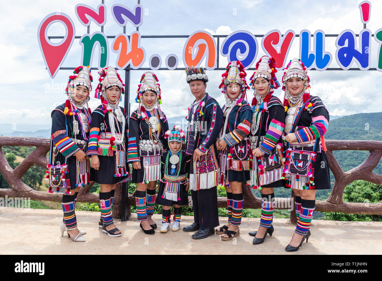 Akha hill tribe with traditional clothes on Akha Swing Festival Stock ...