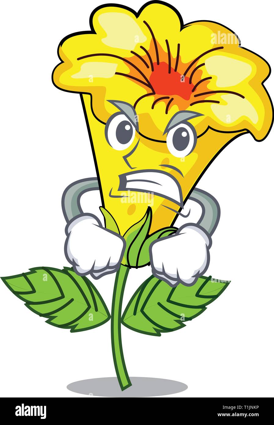 Angry allamanda flowers in a cartoon pots vector illustration Stock ...