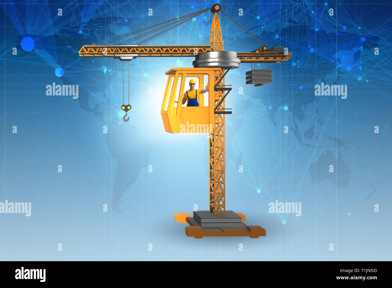 Operator operating construction crane in business concept Stock Photo ...