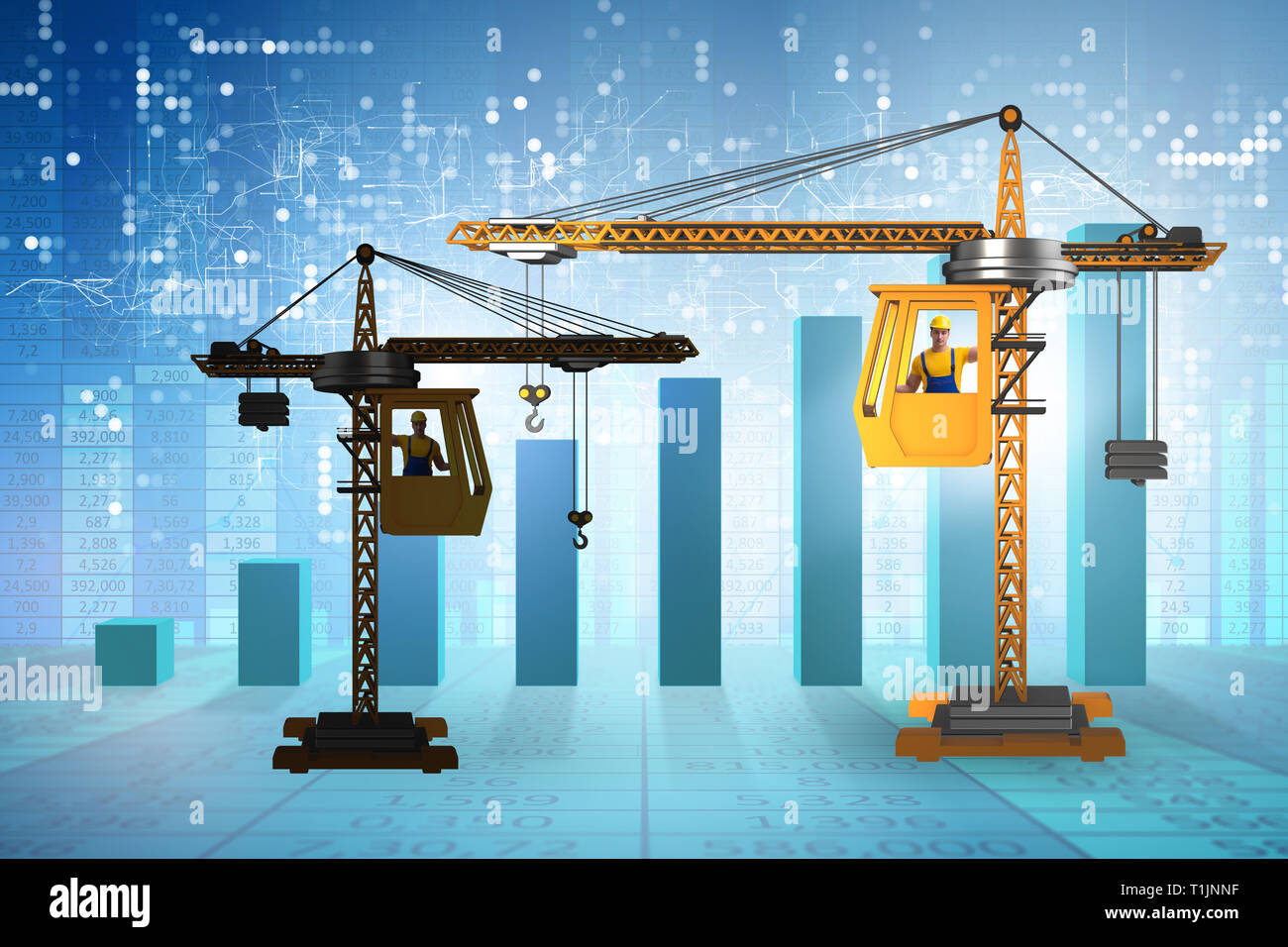 Crane operator in economic growth concept Stock Photo - Alamy