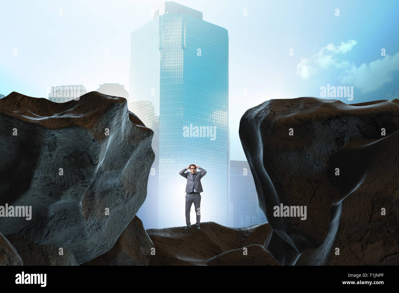 Businessman falling down mountain hi-res stock photography and images ...