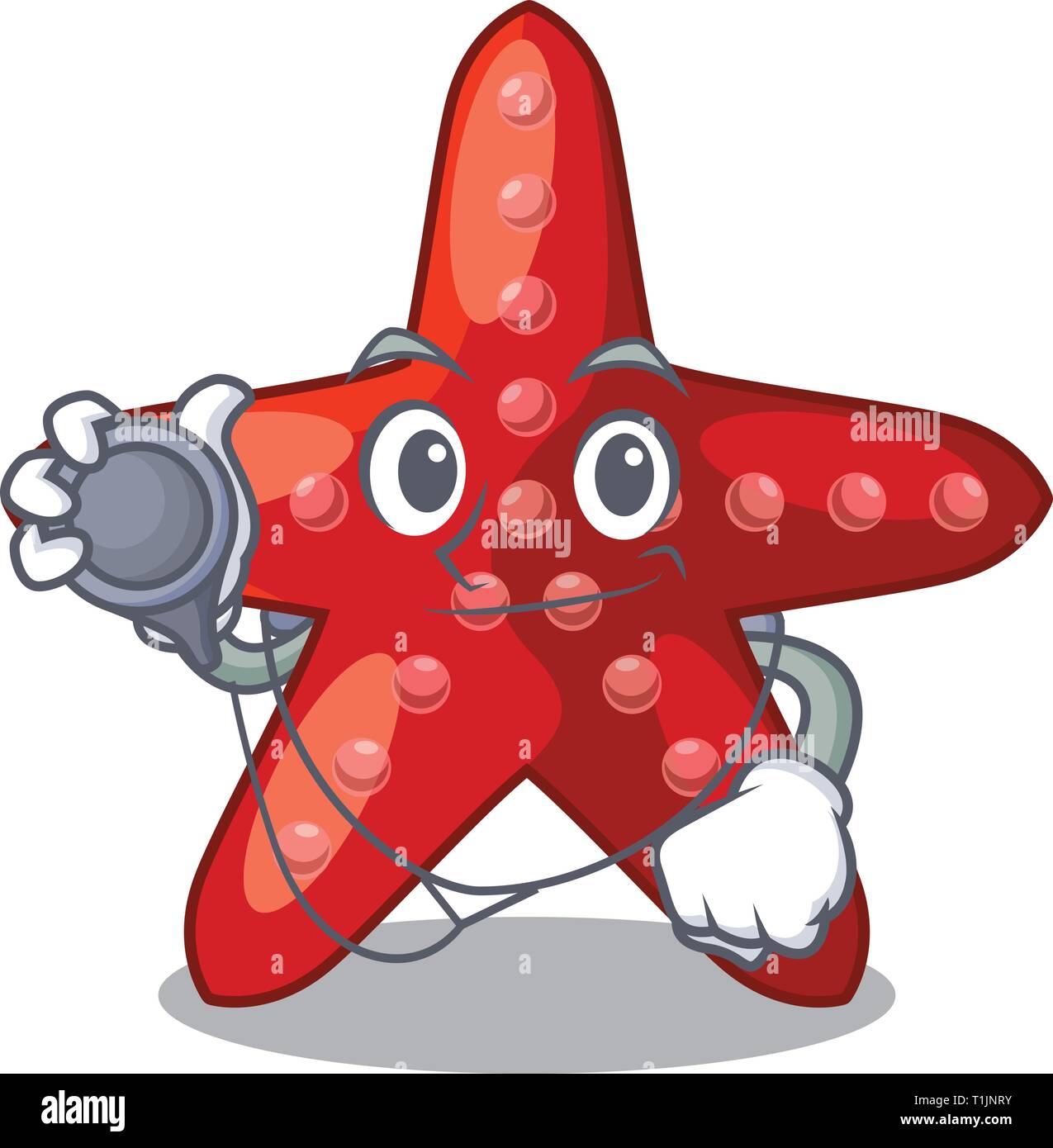 Doctor red starfish isolated with the character vector illustration ...