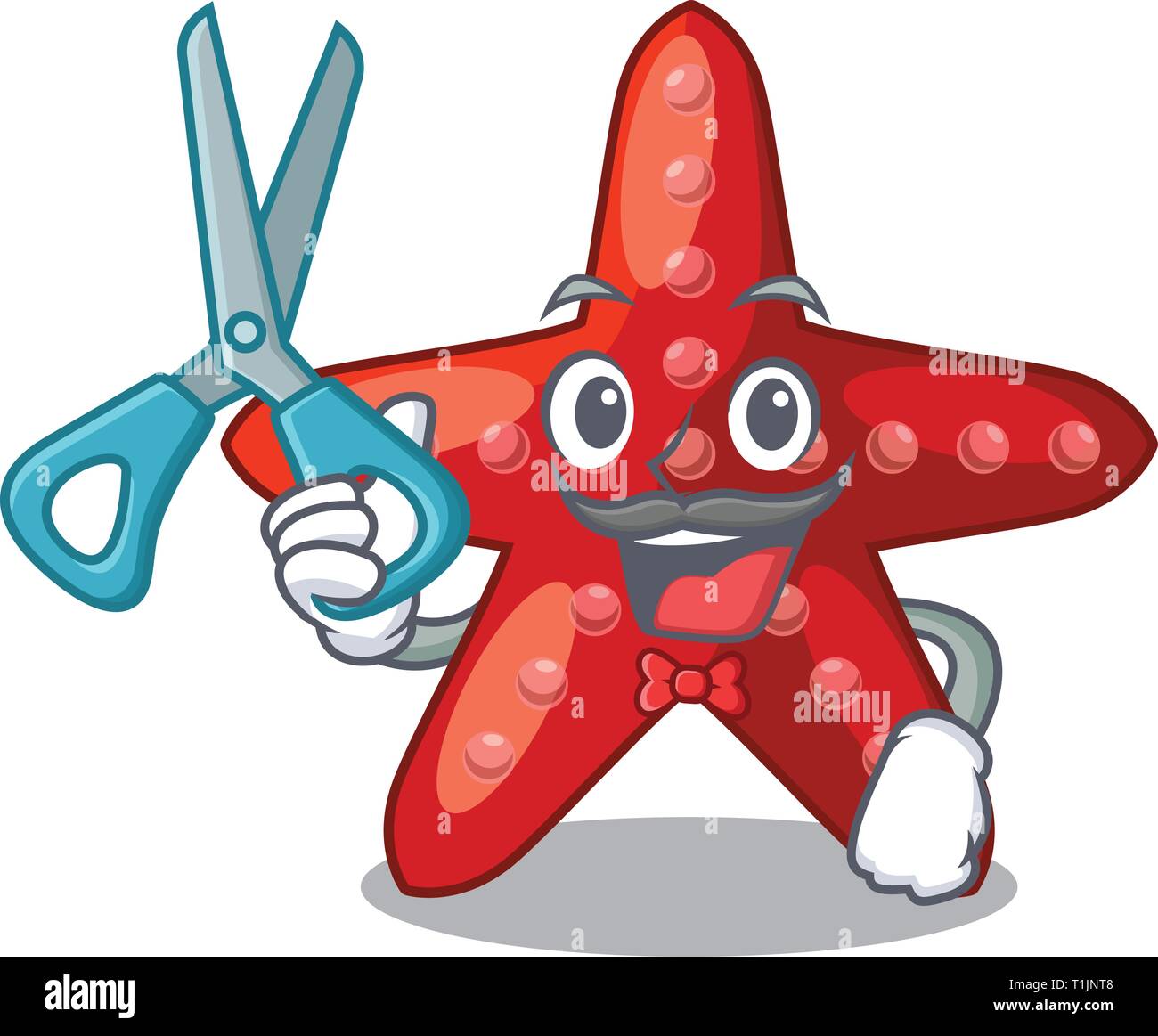 Barber red starfish isolated with the character vector illustration ...