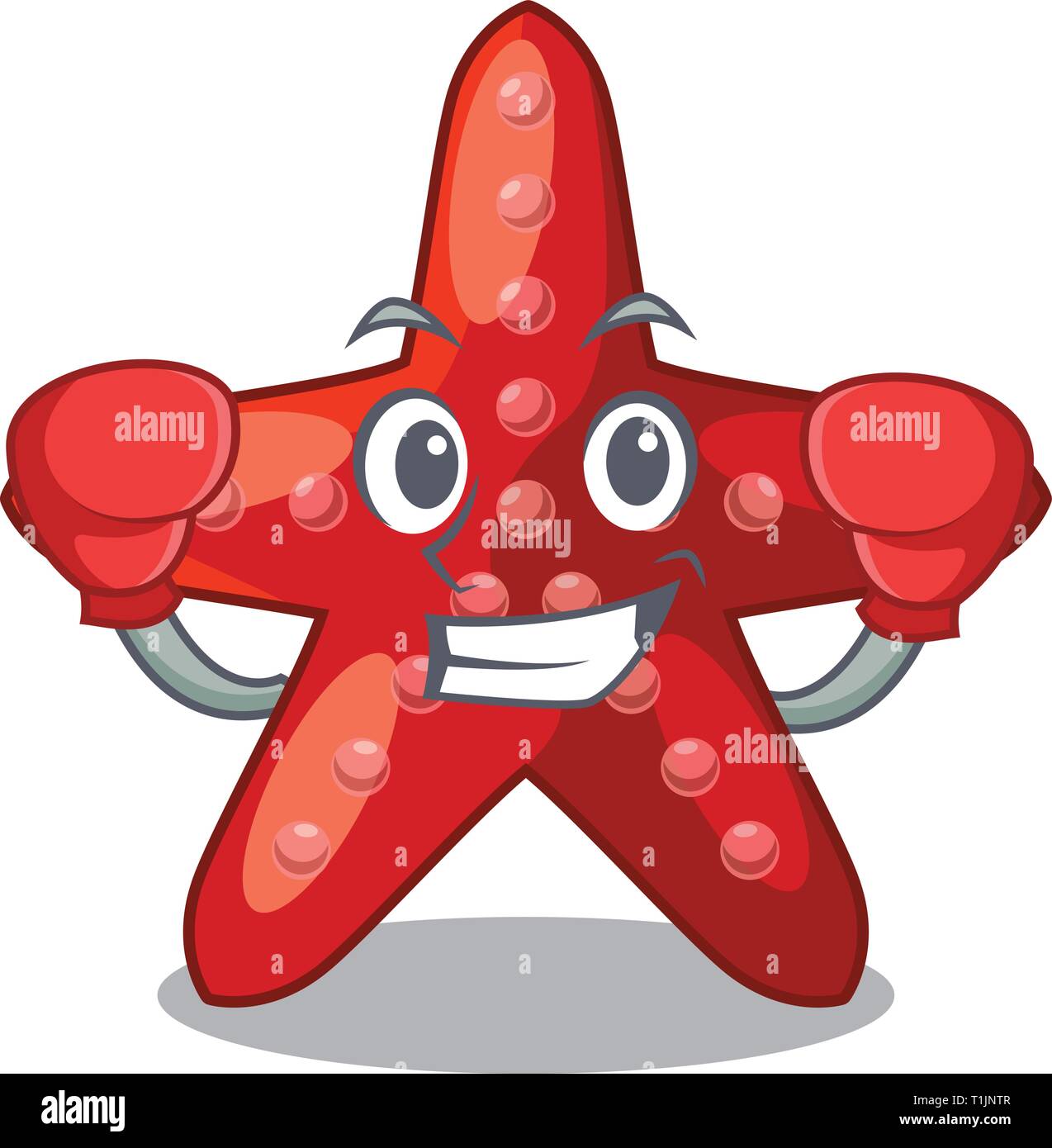 Boxing red starfish isolated with the character vector illustration ...