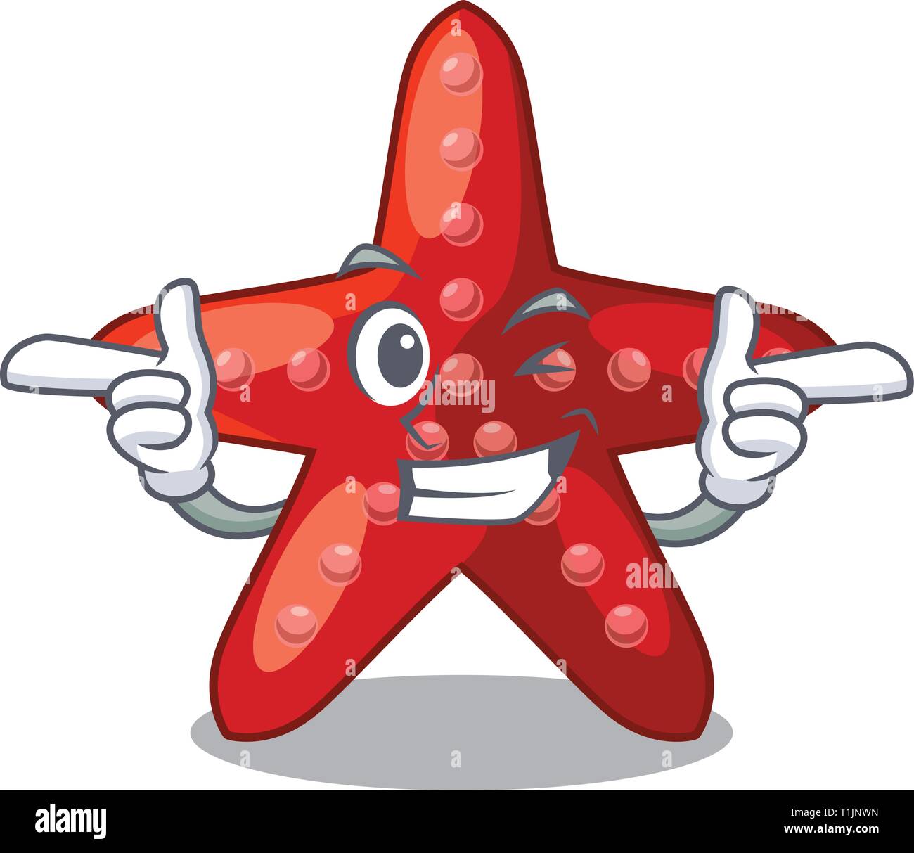 Wink red starfish animal on mascot sand vector illustration Stock ...