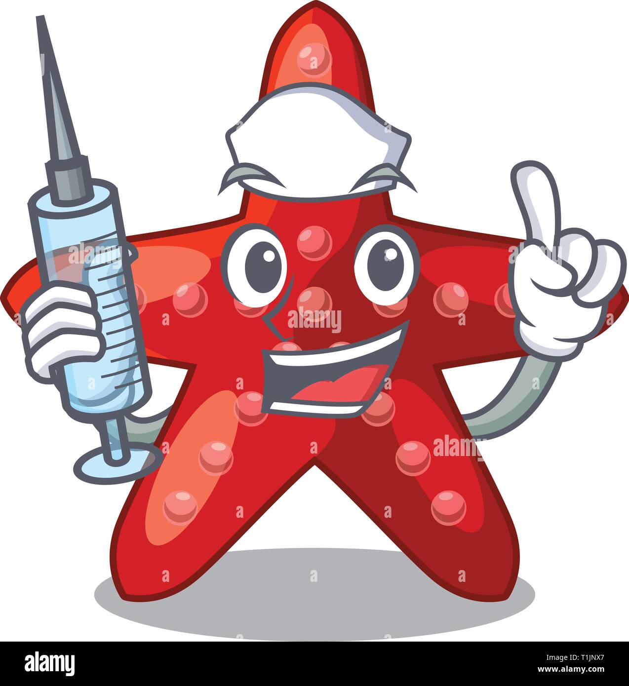 Nurse red starfish animal on mascot sand vector illustration Stock ...