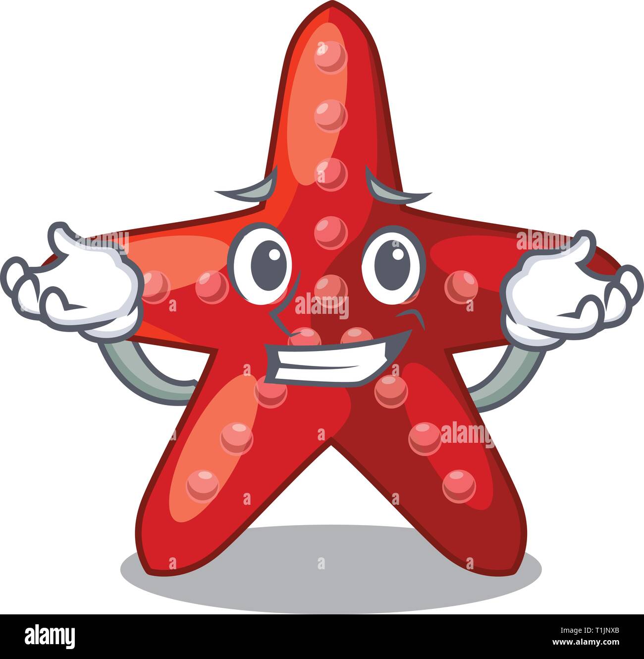 Grinning red starfish animal on mascot sand vector illustration Stock ...