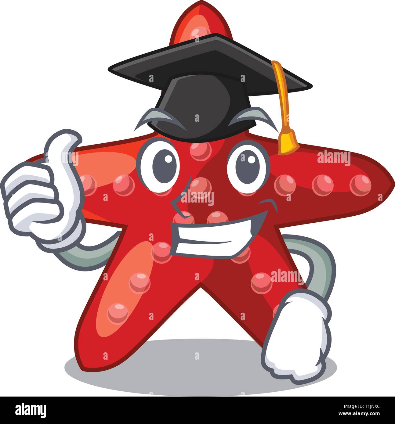 Graduation red starfish animal on mascot sand vector illustration Stock ...