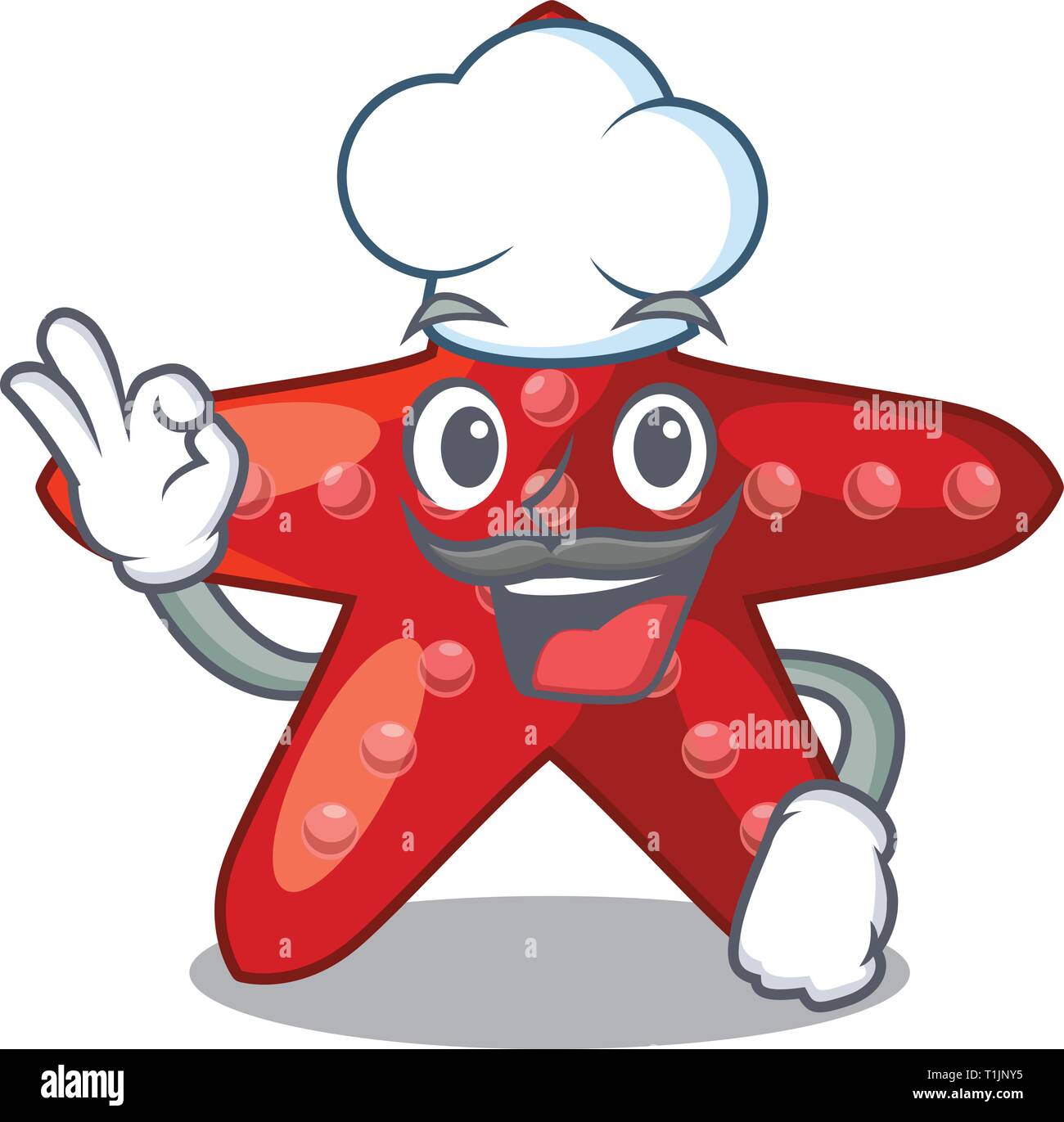 Chef red starfish animal on mascot sand vector illustration Stock ...