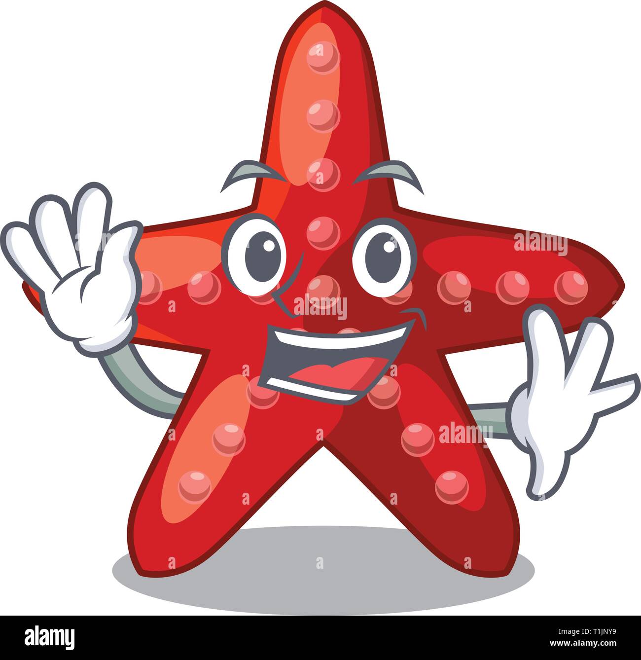 Waving red starfish animal on mascot sand vector illustration Stock ...