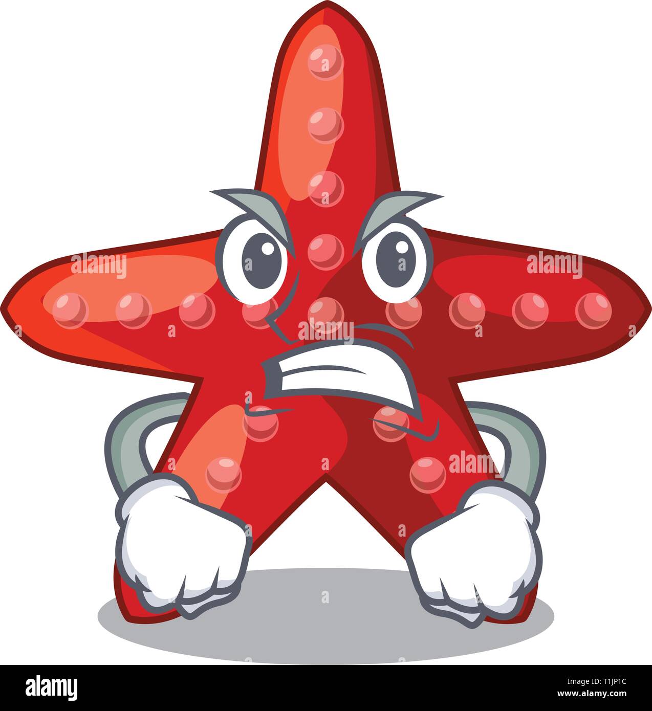 Angry red starfish in the cartoon shape vector illustration Stock Vector Image & Art - Alamy