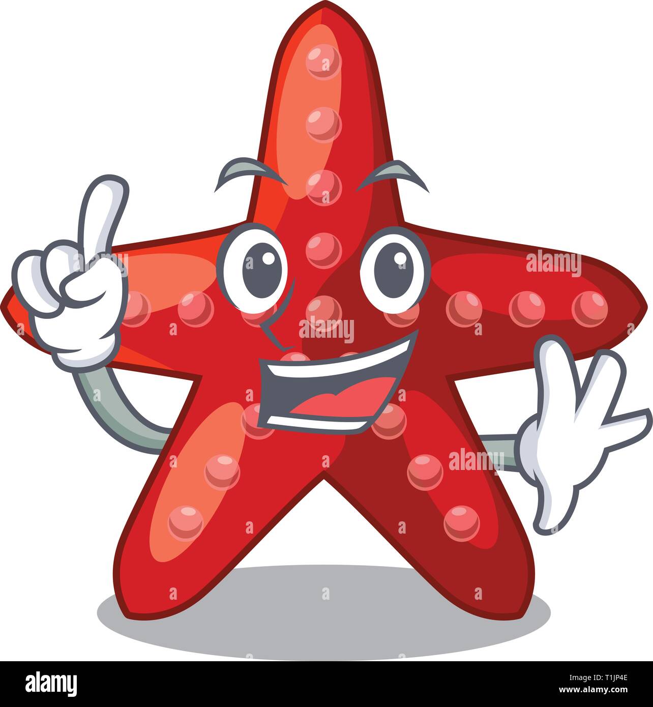 Finger toy red starfish cartoon above table vector illustration Stock ...