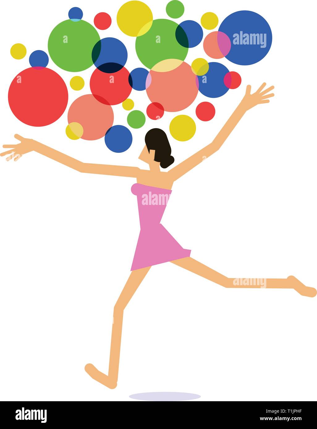 Jumping Woman Balloon Stock Vector Images - Alamy