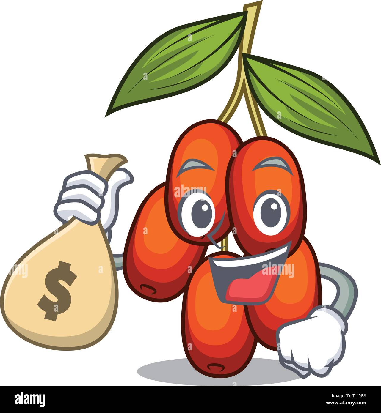 With money bag jujube fruit in a cartoon bowl vector illustration Stock ...