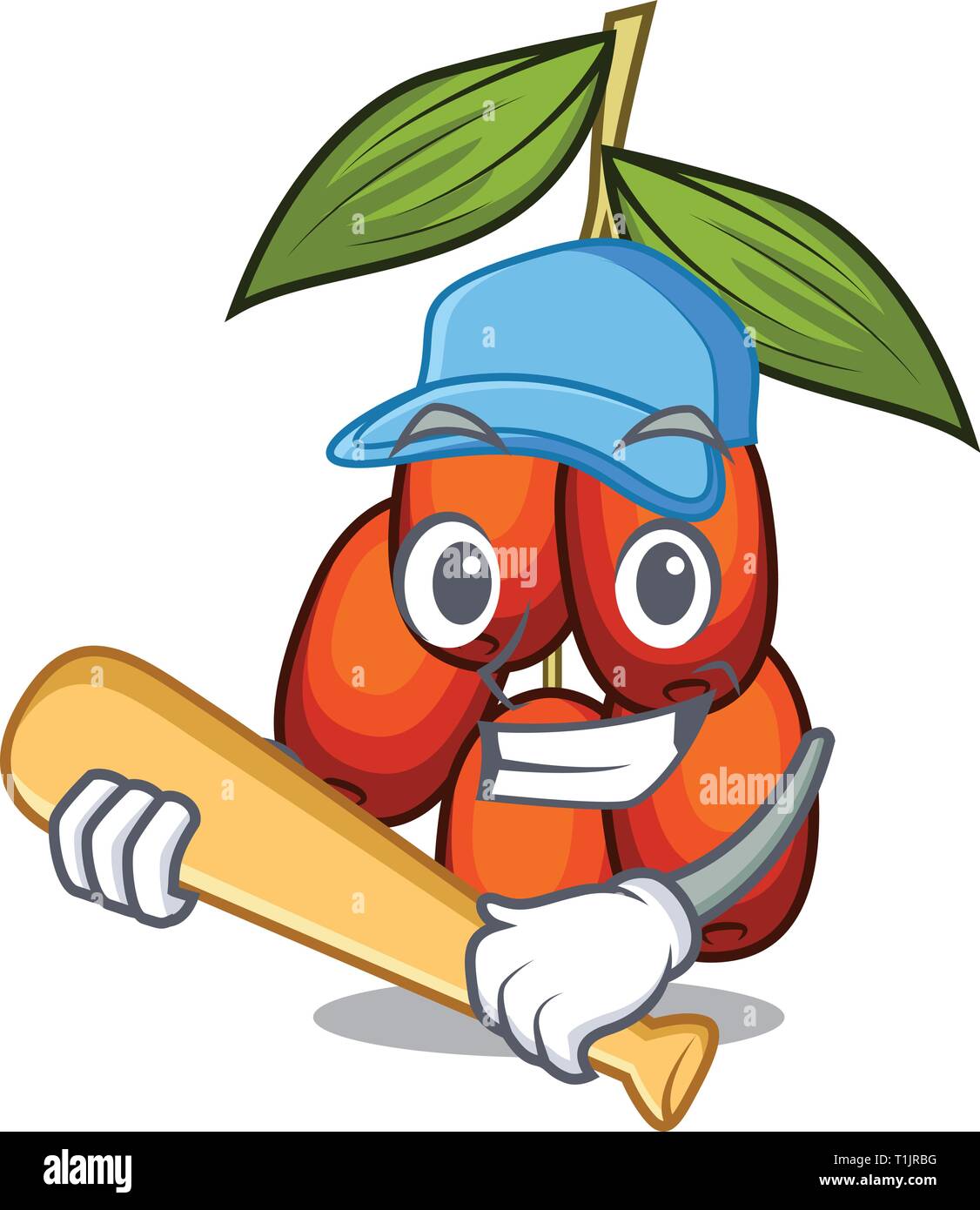 Playing baseball jujube fruit in a cartoon bowl vector illustration ...