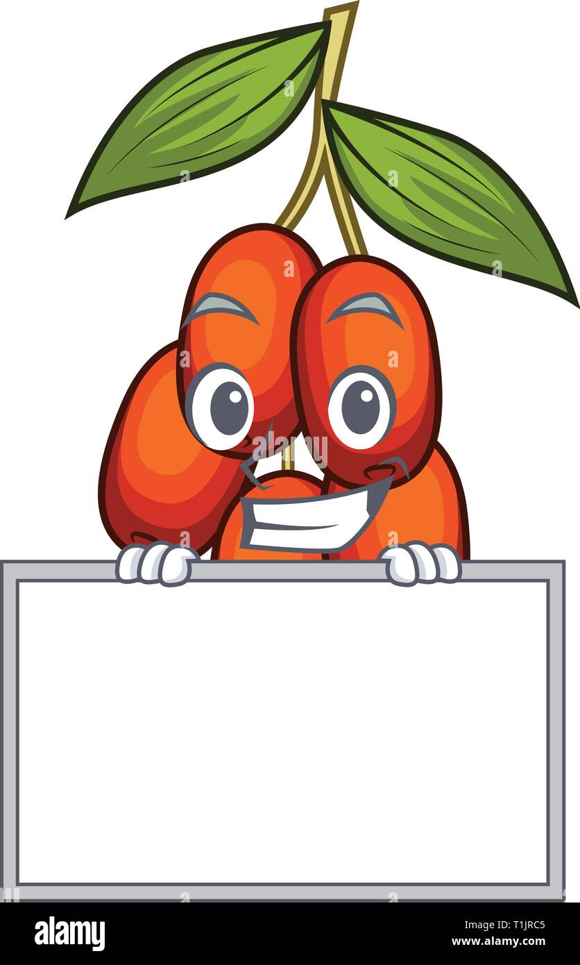 Grinning with board jujube fruit in a cartoon bowl vector illustration ...