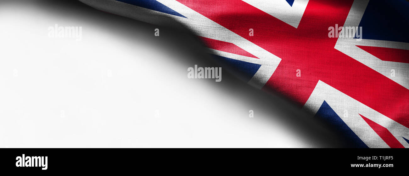Fabric Flag of United Kingdom on white background - right top corner ...
