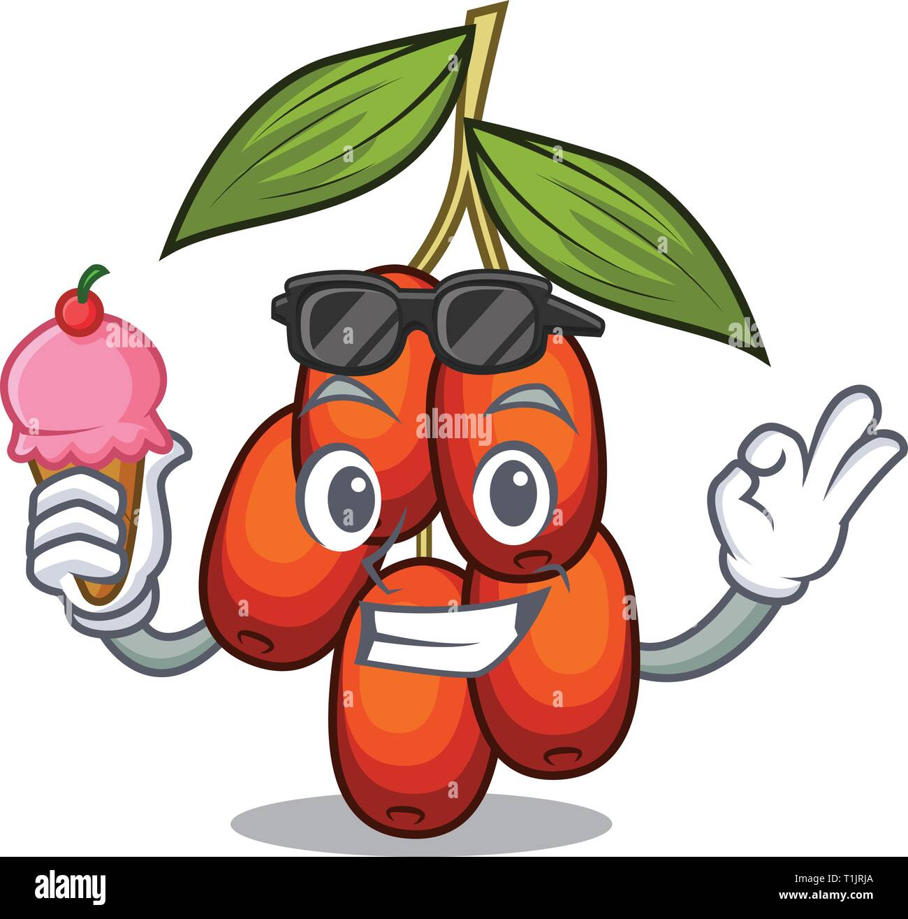 With ice cream jujube fruit isolated with the cartoon vector ...