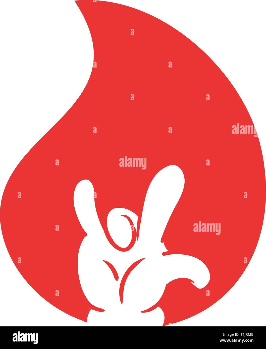 hand inside a flame graphic posing a hand symbol Stock Vector Image ...