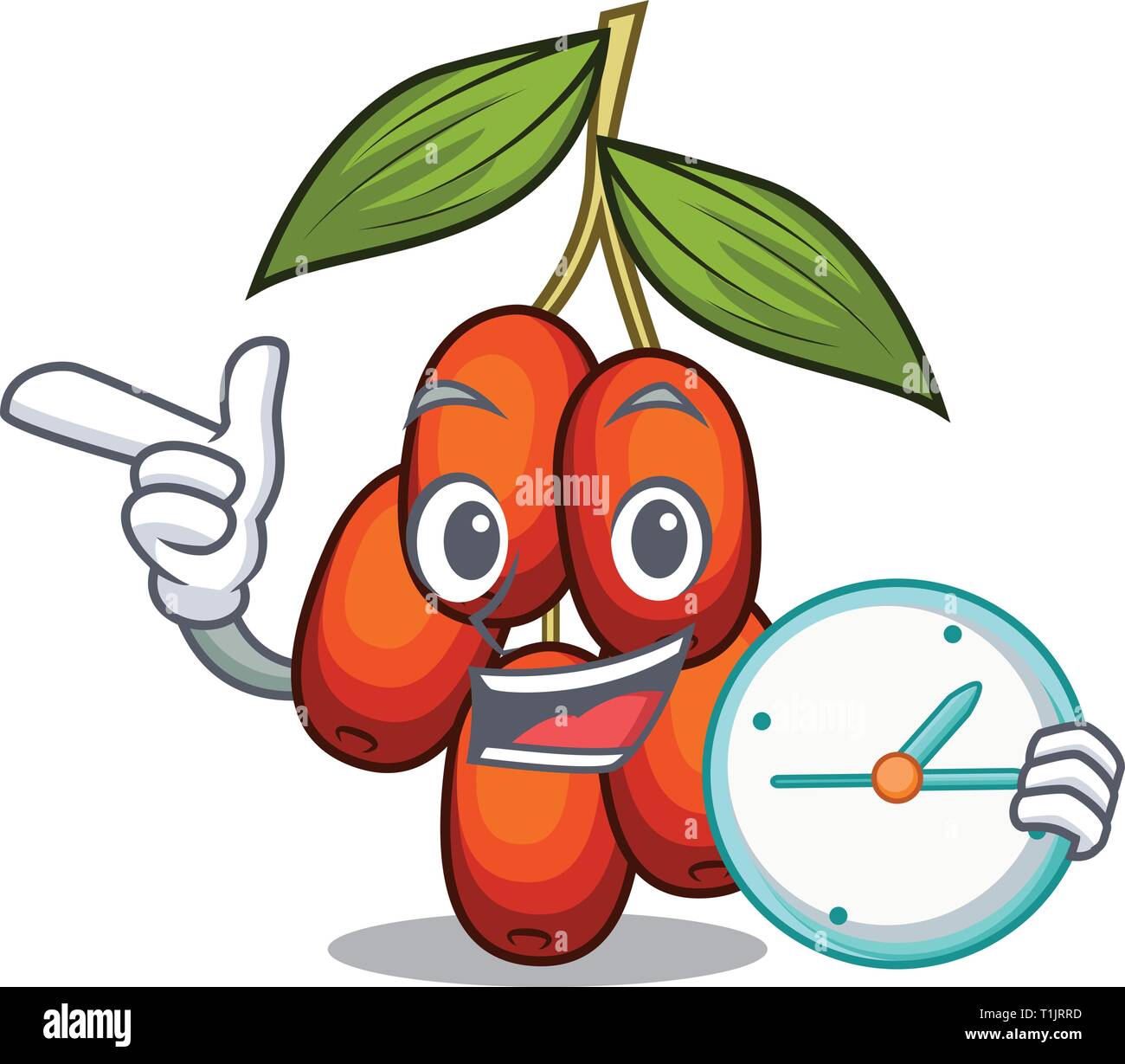 With clock jujube fruit isolated with the cartoon vector illustration ...