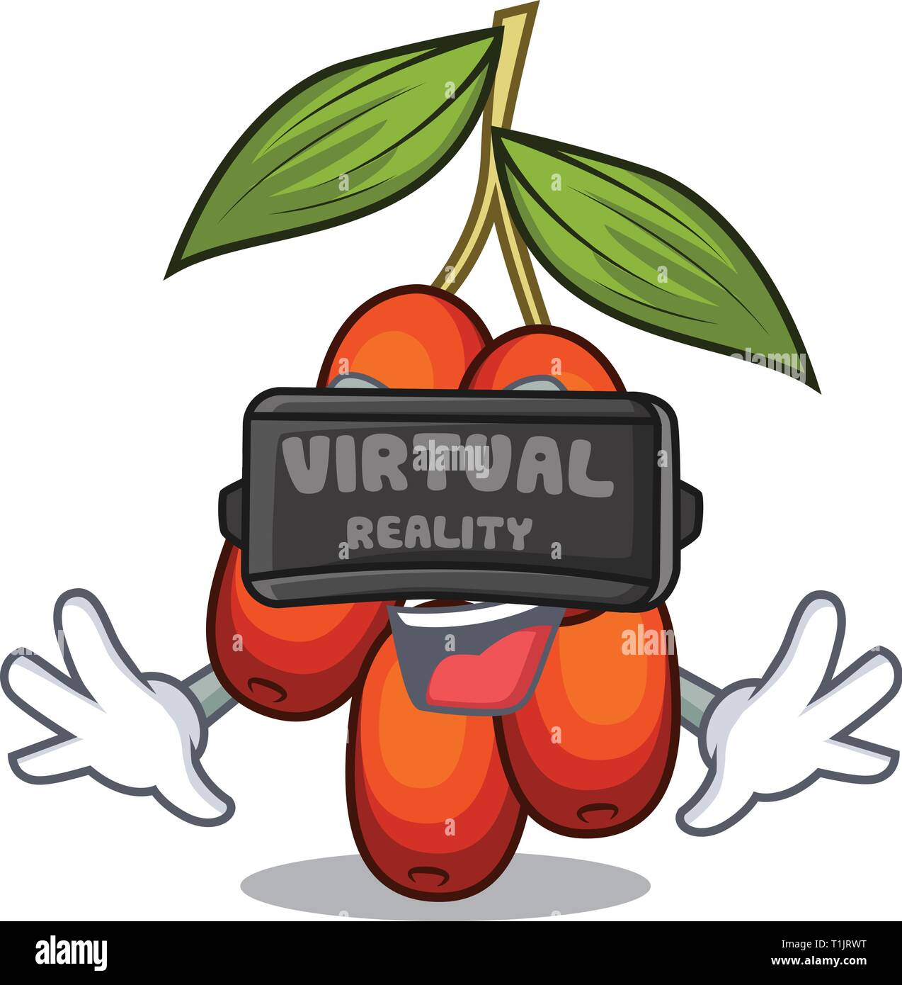 Virtual reality jujube fruit in the shape mascot vector illustration ...