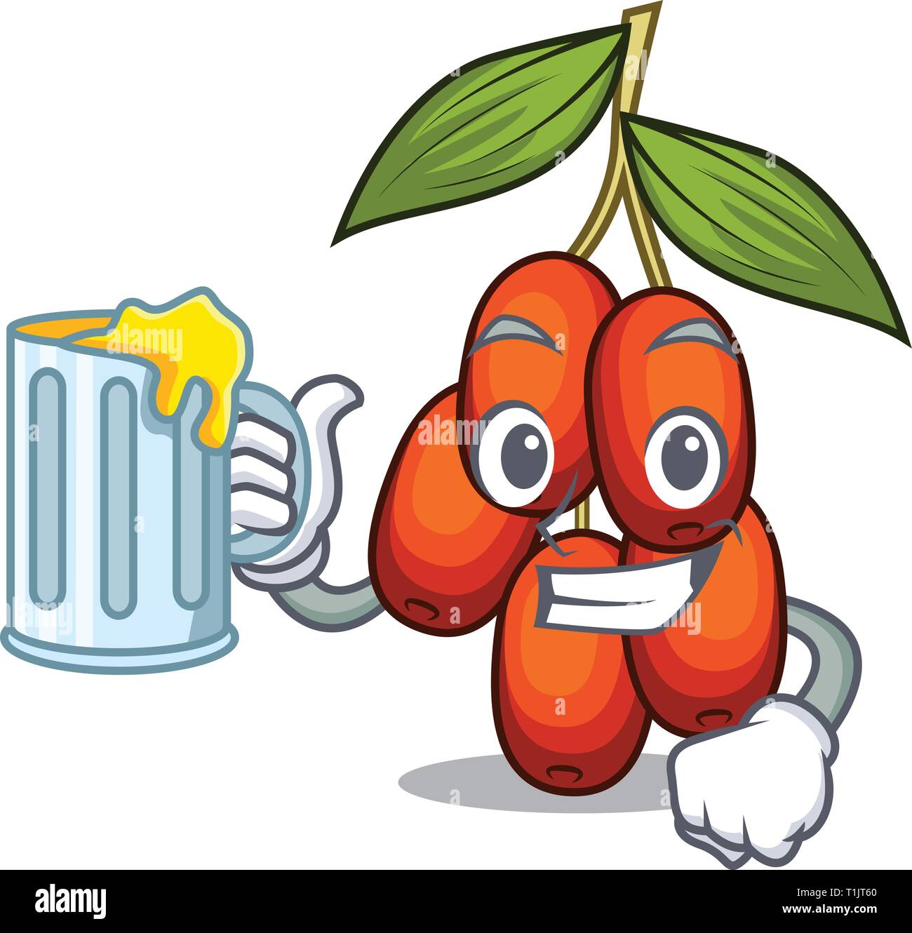 With juice jujube fruit in the shape mascot vector illustration Stock ...