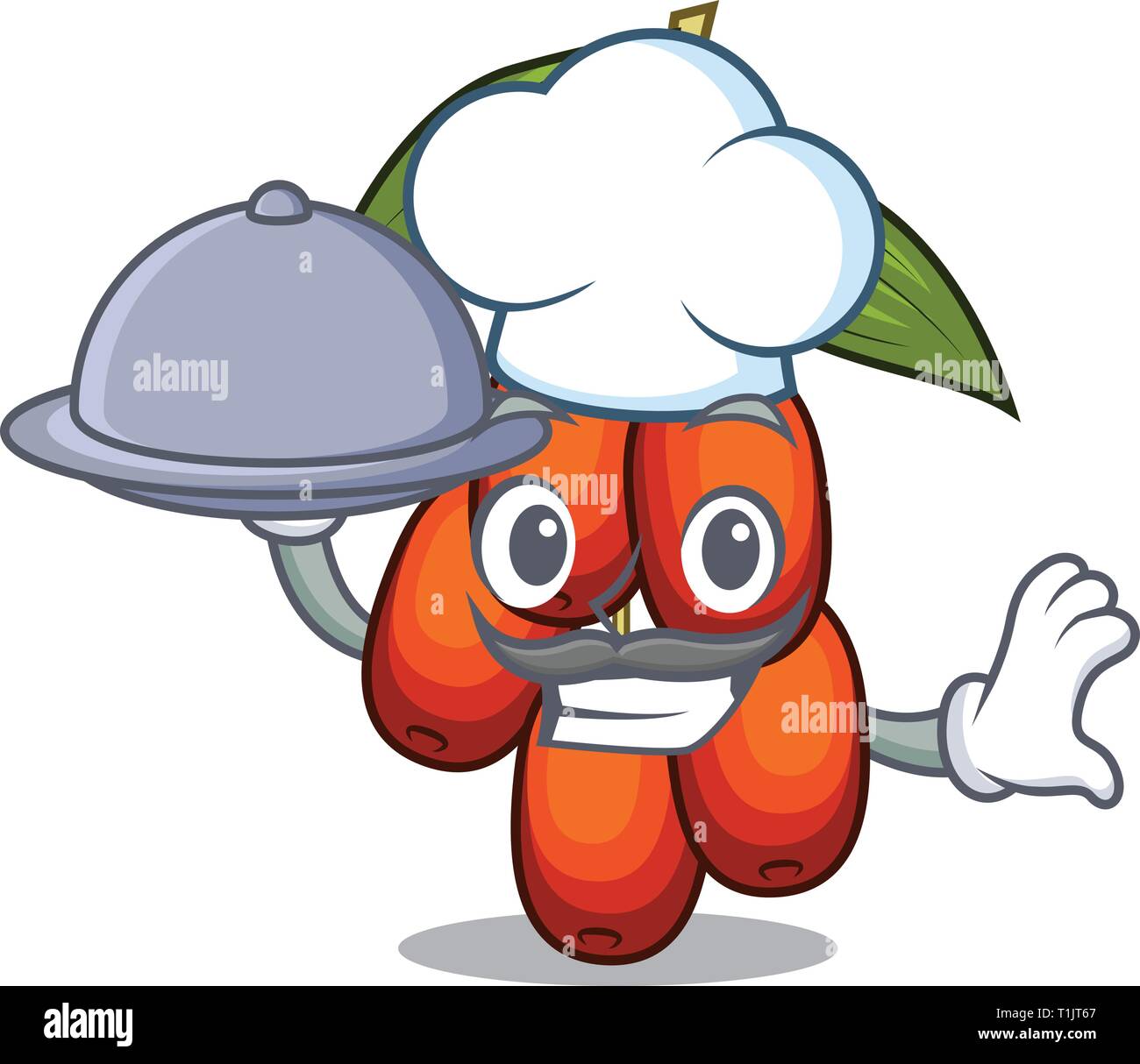 Chef with food jujube fruit in the shape mascot vector illustration ...