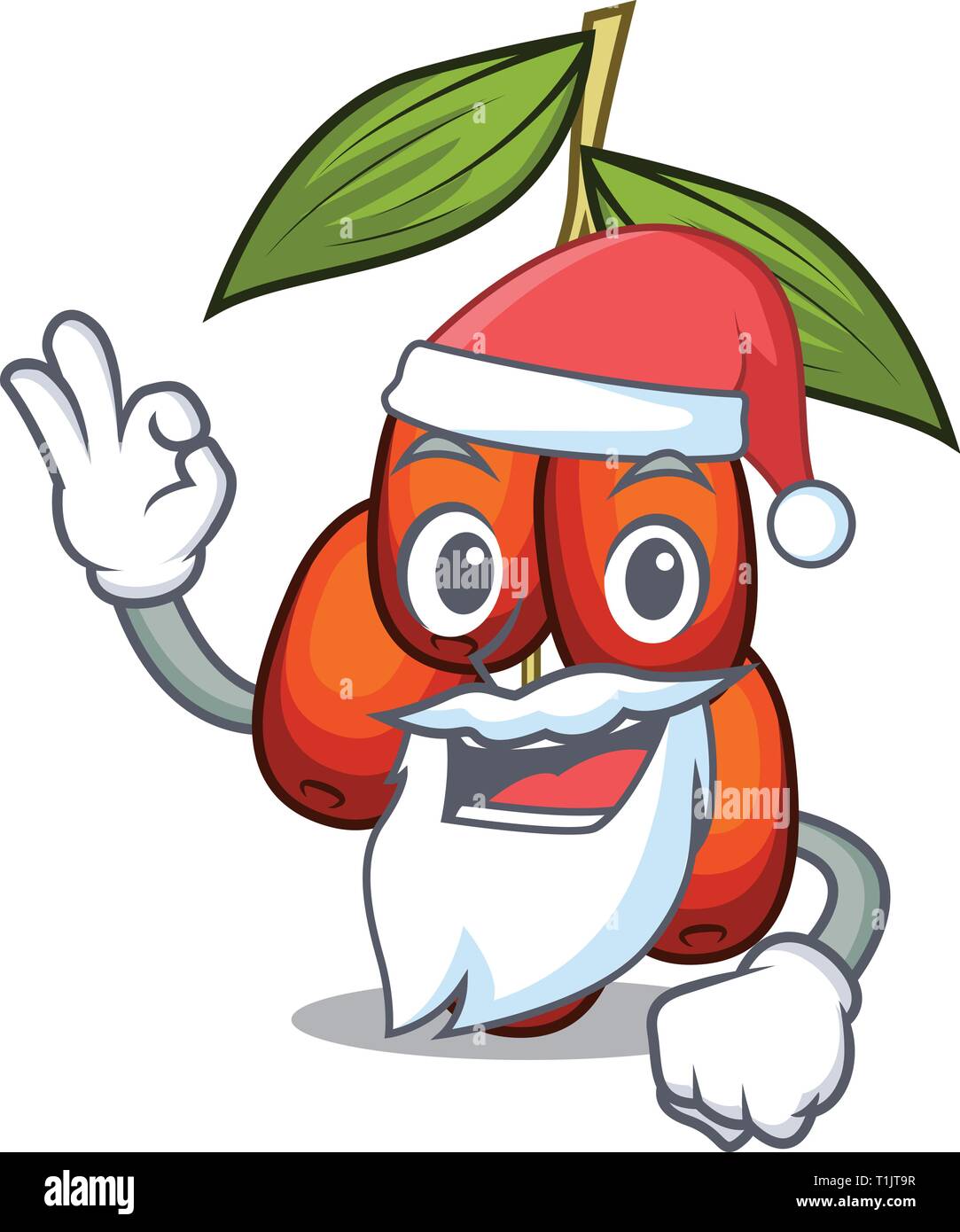 Santa jujube fruit above character wooden table vector illustration ...