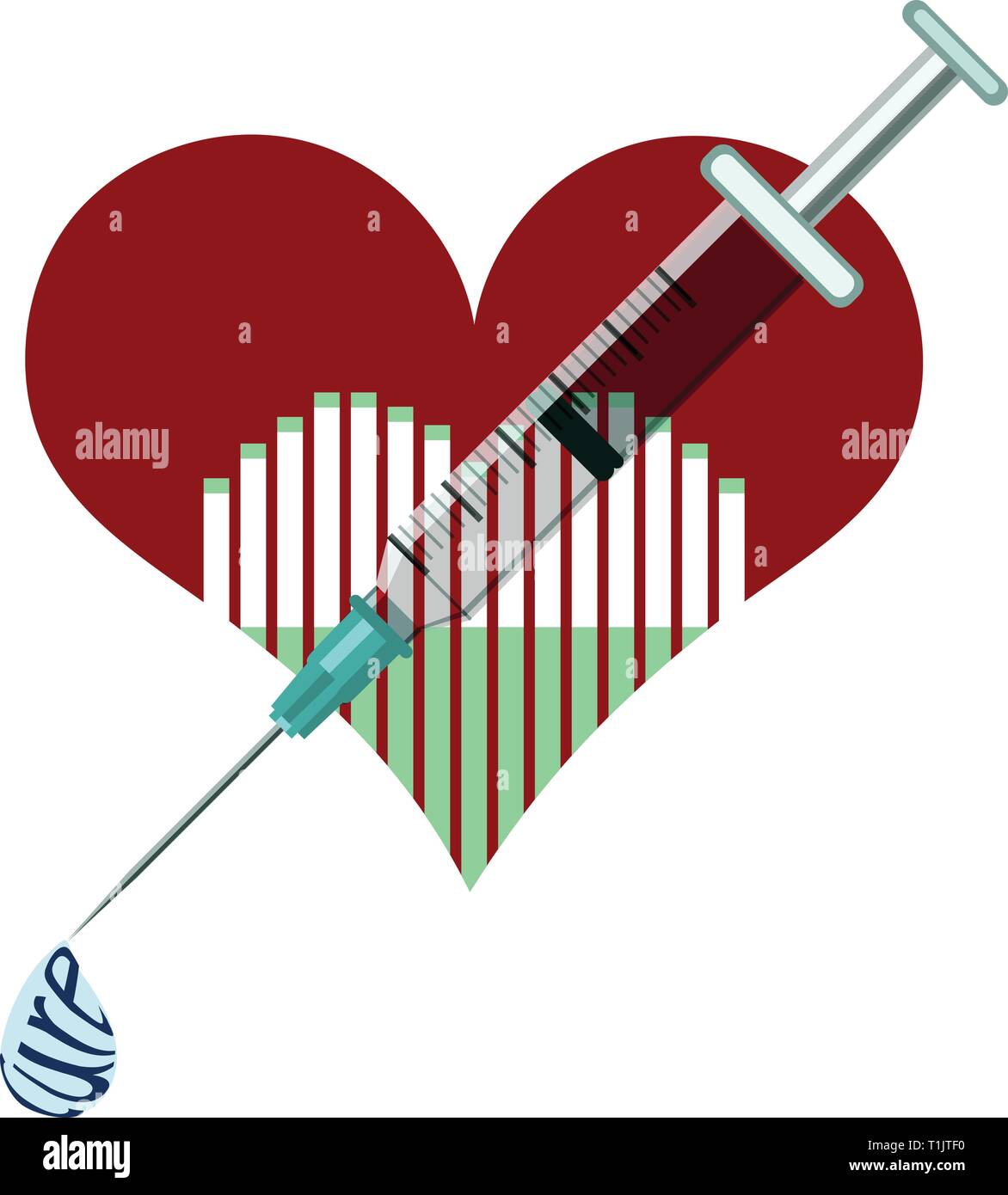 Medical needle, heart, serum, cure syring with heart symbol & graph ...